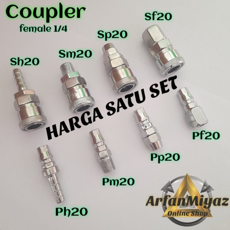 Jual Quick Coupler Coupling 1/4 Harga Satu Set Male Dan Female / Untuk ...