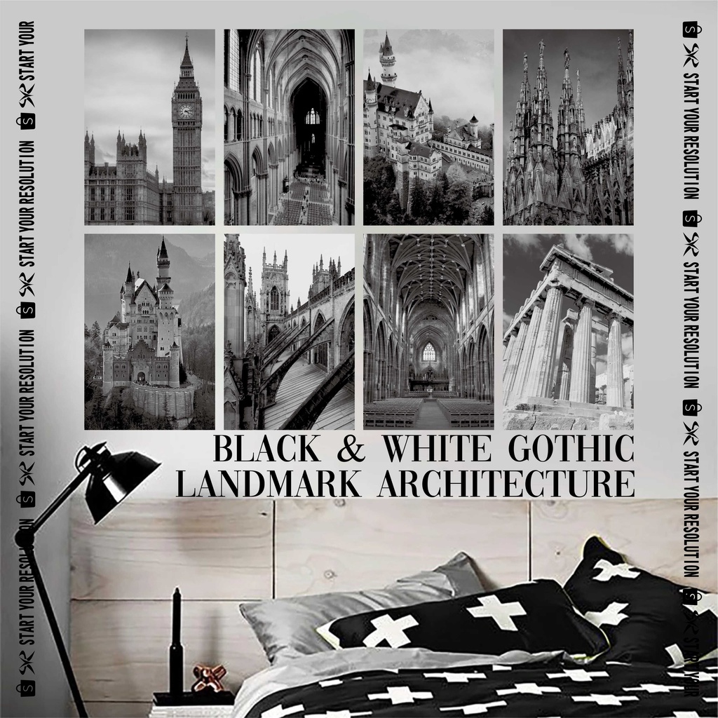 Jual Poster Dinding Arsitektur Tema Gothic Black & White Aesthetic ...