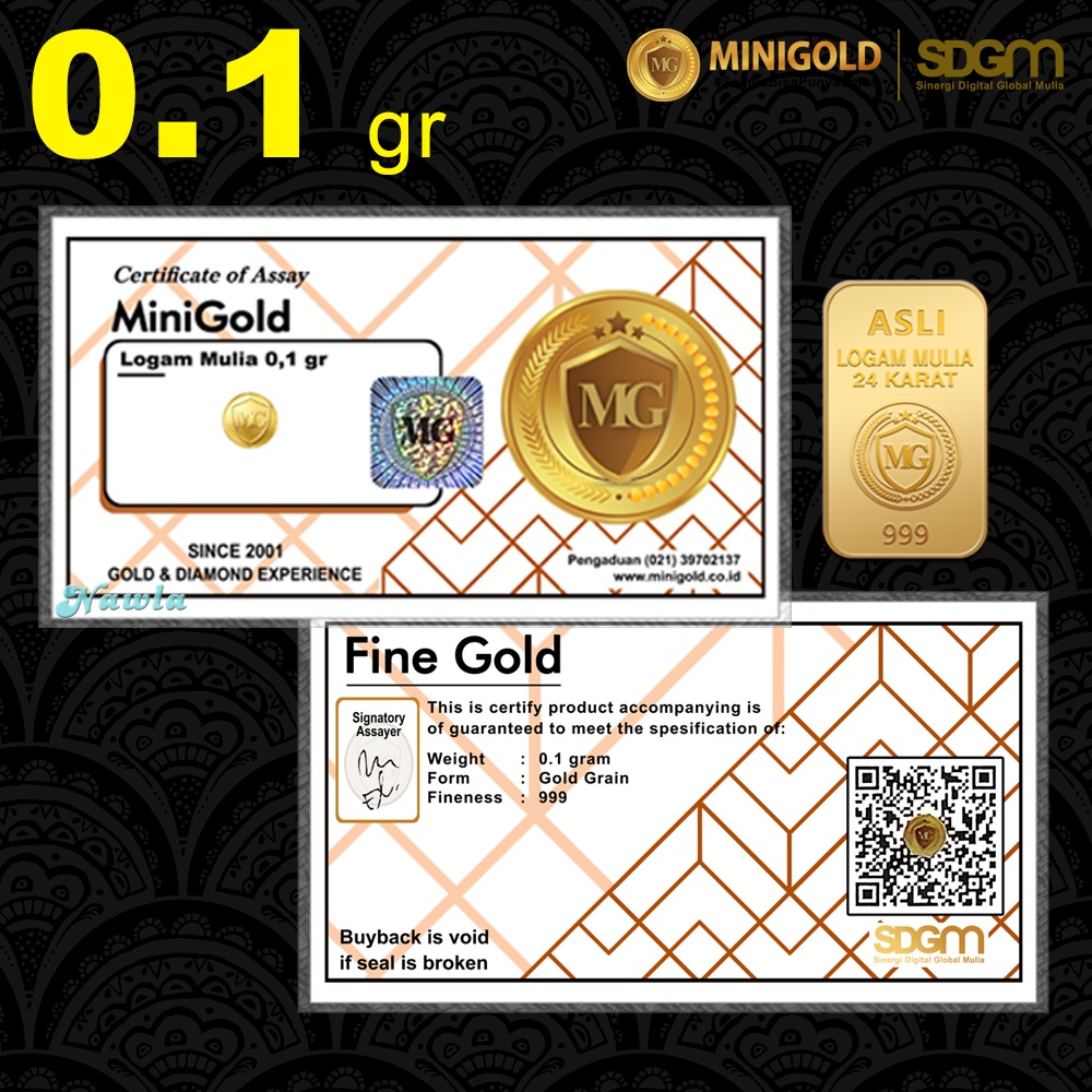 Jual Minigold 0.1 gram WHITE Series Emas Murni Logam Mulia 24 Karat 0,1 ...