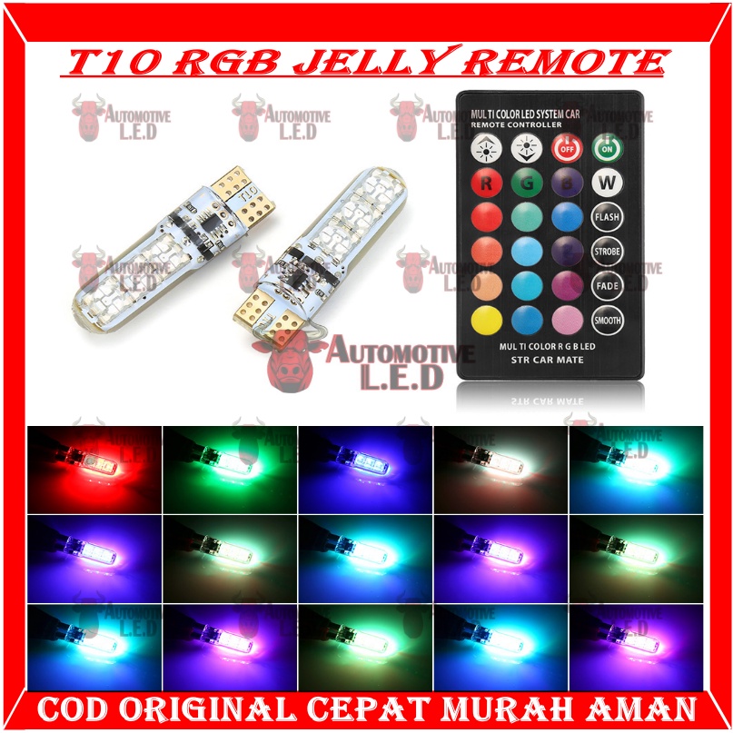 Jual LAMPU LED T10 RGB SILICONE WIRELESS NEW REMOTE CONTROL T10 RGB ...