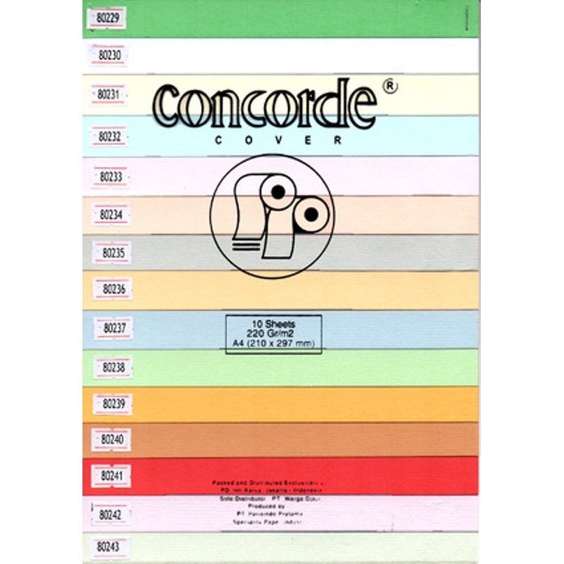 Jual Concorde Cover 220gr A4 10 sheet ( 1 Set - 10 Lembar ) | Shopee ...