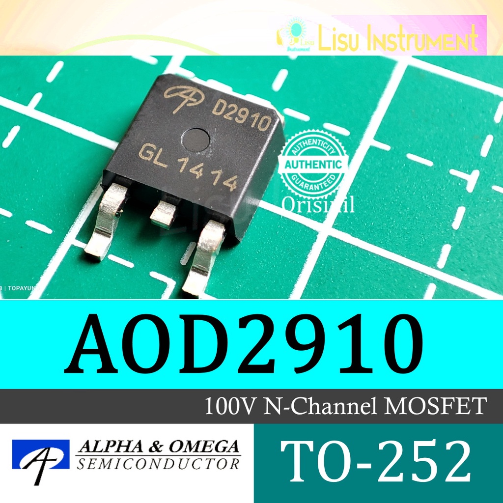 Jual AOD2910 D2910 100V N-Channel MOSFET TO-252 Alpha & Omega Semiconductors Original | Shopee ...