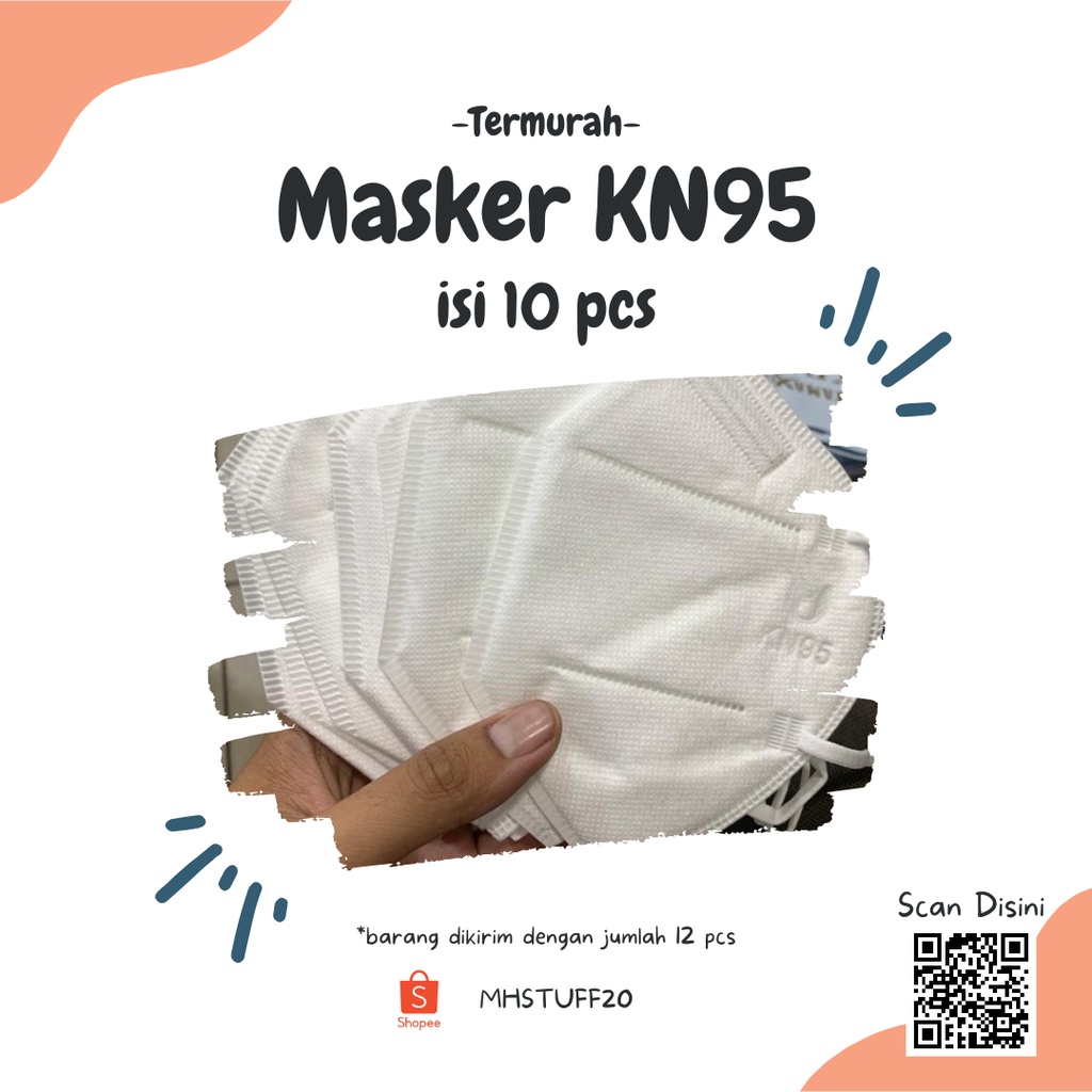 Jual Masker KN95 isi 10 lembar per pak warna putih hitam 4 ply | Shopee ...