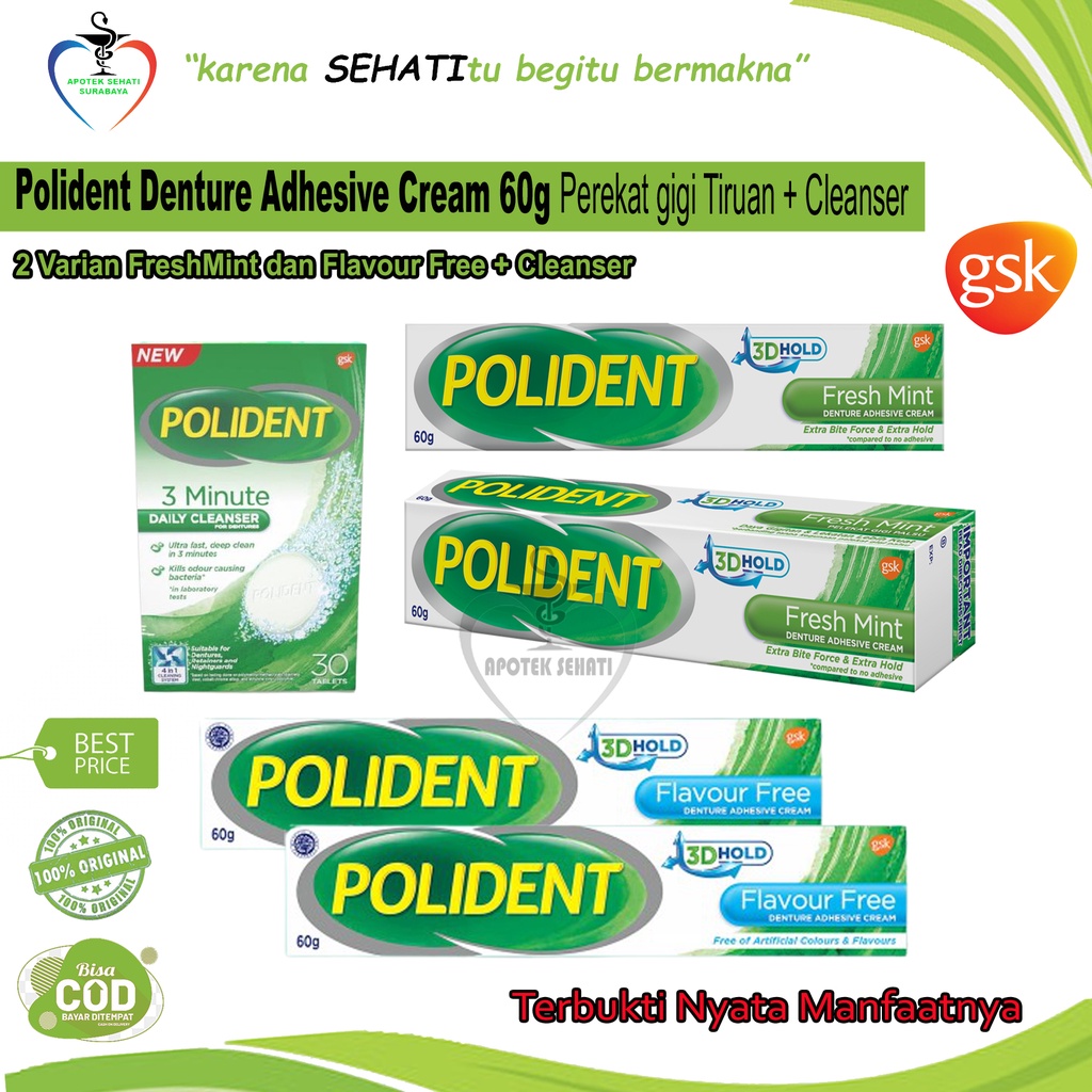 Jual POLIDENT 60GR PEREKAT GIGI TIRUAN POLYDENT | Shopee Indonesia