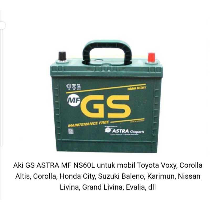 Jual Aki MOBIL GS ASTRA MF NS60L untuk Toyota Voxy, Corolla Altis, Corolla, Honda City, Suzuki ...