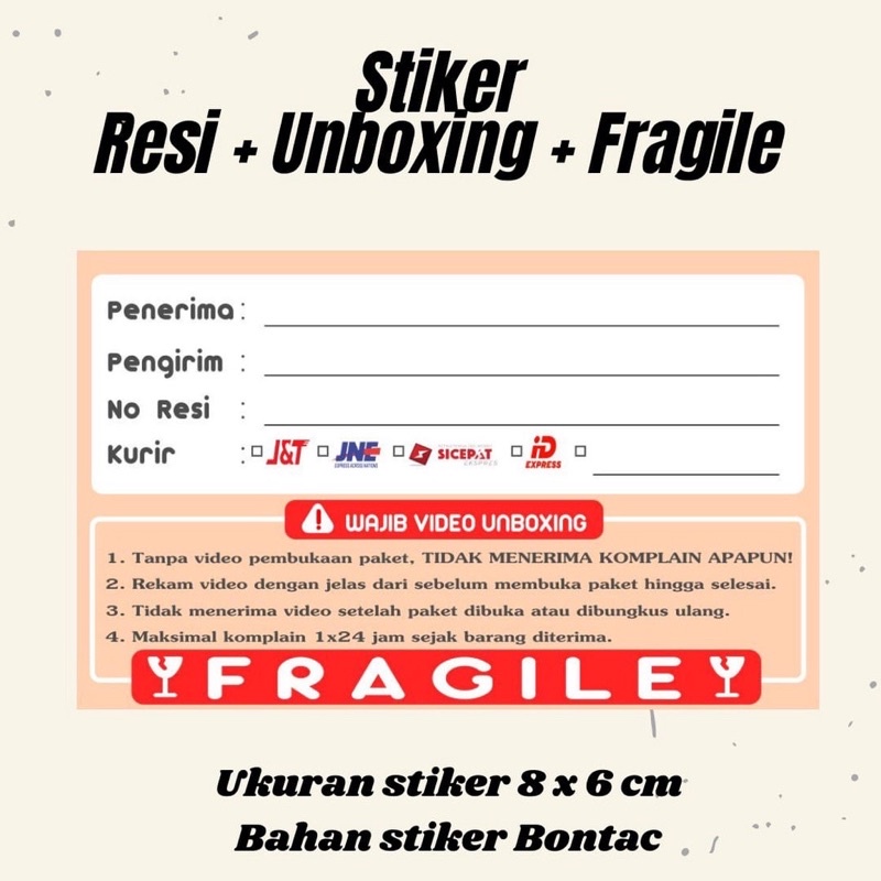 Jual [100 LEMBAR] Stiker Resi Stiker Unboxing Stiker Fragile Stiker ...