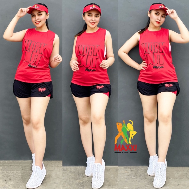 Jual Setelan Olahraga Hotpants Tanktop Workout Pendek 2 in 1 Set Baju ...