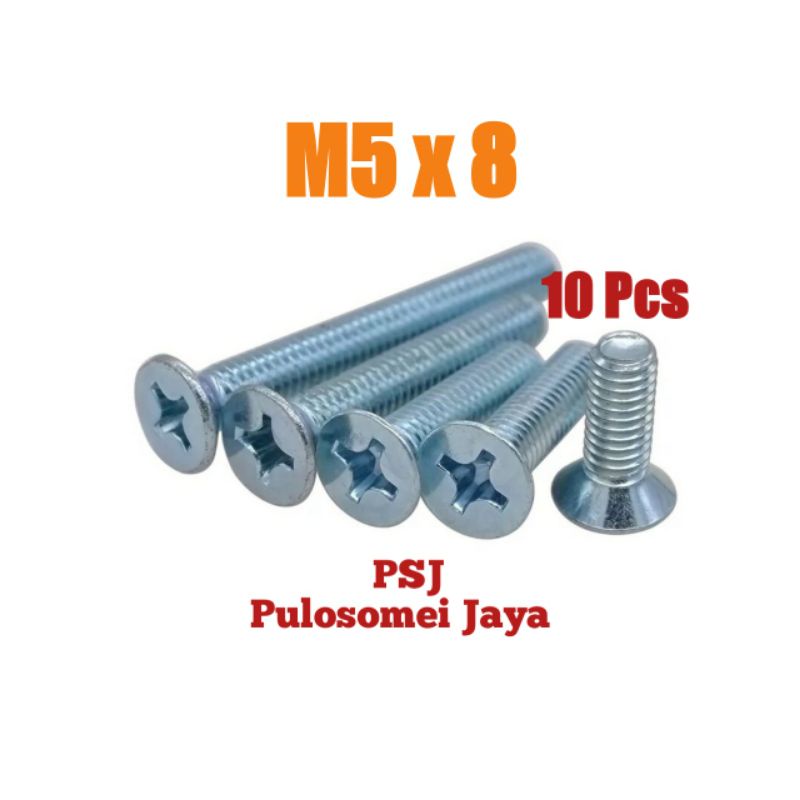 Jual Baut JF / M5 x 8 / Machine Screw Galvanis (10 Pcs) | Shopee Indonesia