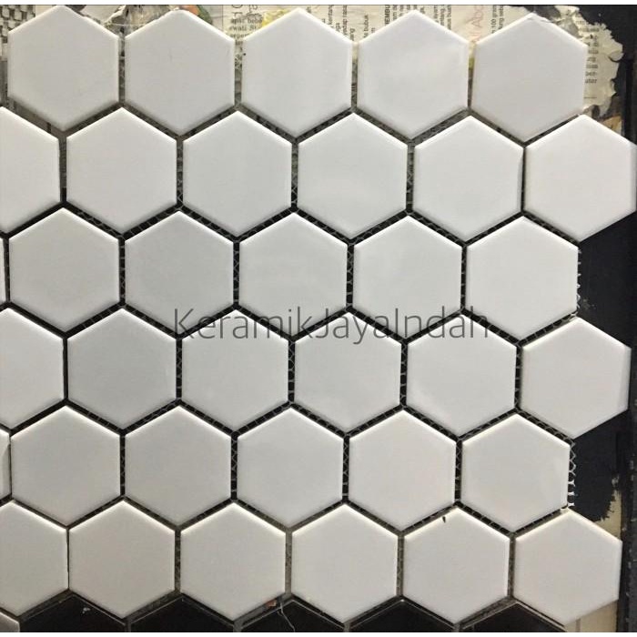 Jual House Keramik Mozaik Hexagonal White Glossy Mozaic Mosaik Mosaic ...