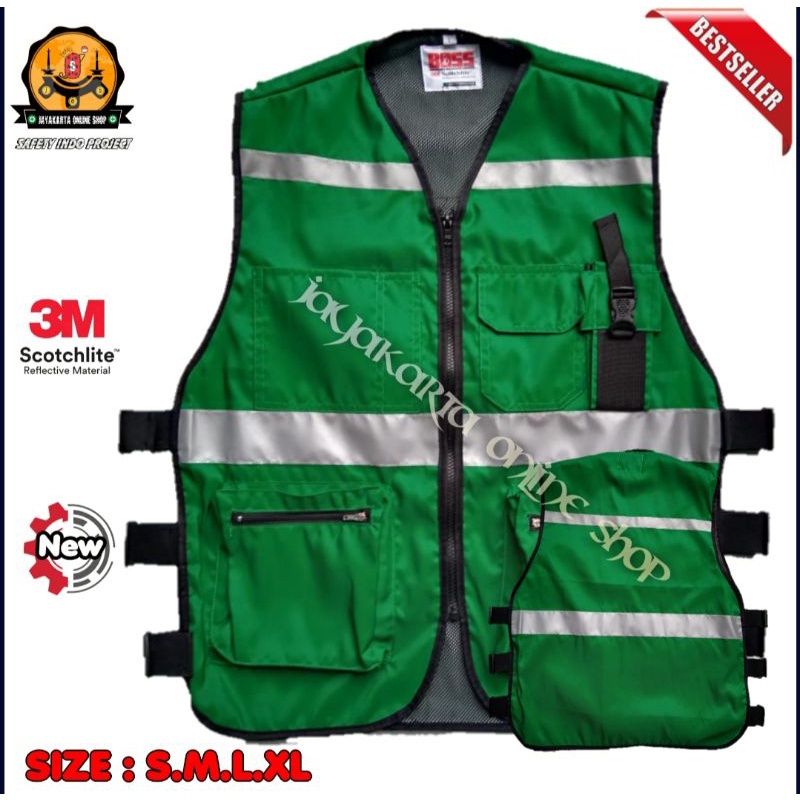 Jual ROMPI SAFETY VEST 3M SCOTLITE TASLAN WATER PROOF HIJAU TUA ...