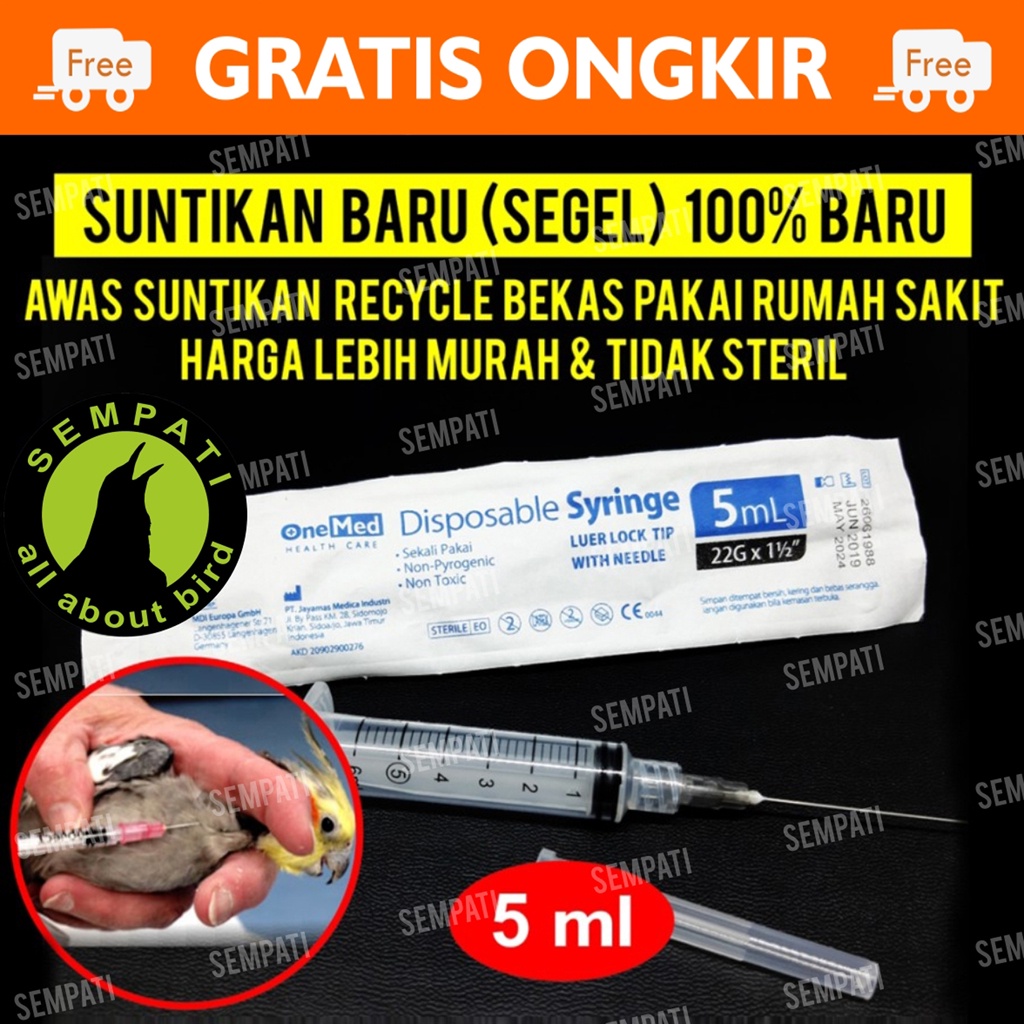 Jual SUNTIKAN SPUIT SPET ONE MED 5 ML UNTUK INJEKSI VITAMIN OBAT KE ...