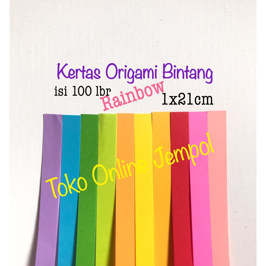Jual Kertas Quilling isi 100 RAINBOW Origami Bintang Star Paper Kertas ...