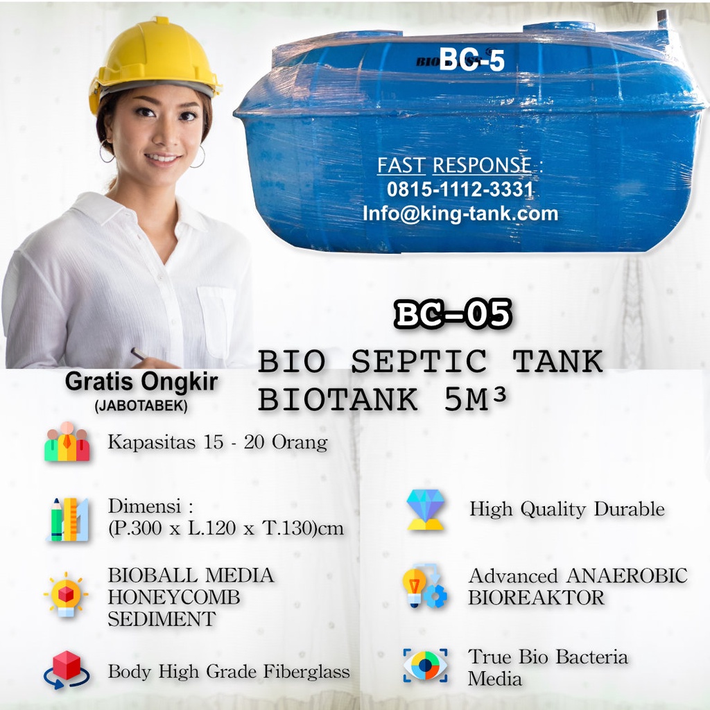 Jual TANGKI BIO Septic Tank BIOFIL BIOTANK 5000 Liter / 5 m3 | Shopee ...