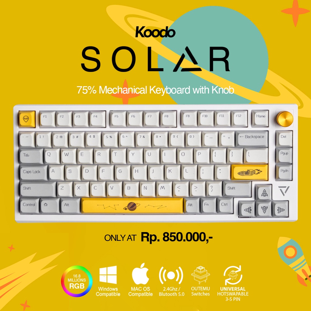 Jual Koodo Solar - Mechanical Keyboard 75% w/Knob Layout | Shopee Indonesia