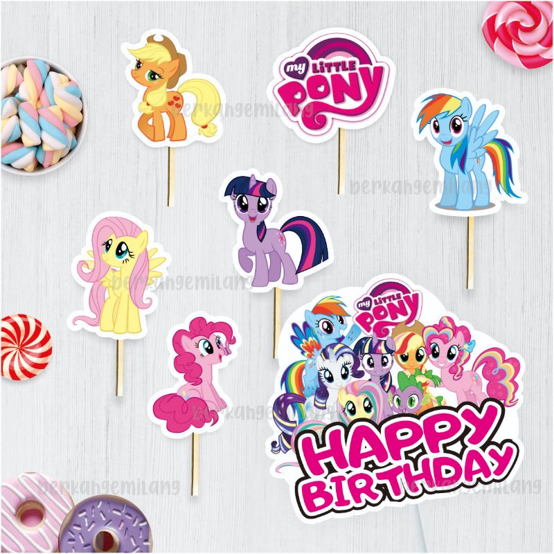 Jual Topper Cake LITTLE PONY / Hiasan Roti Ulang Tahun / Toper Happy ...