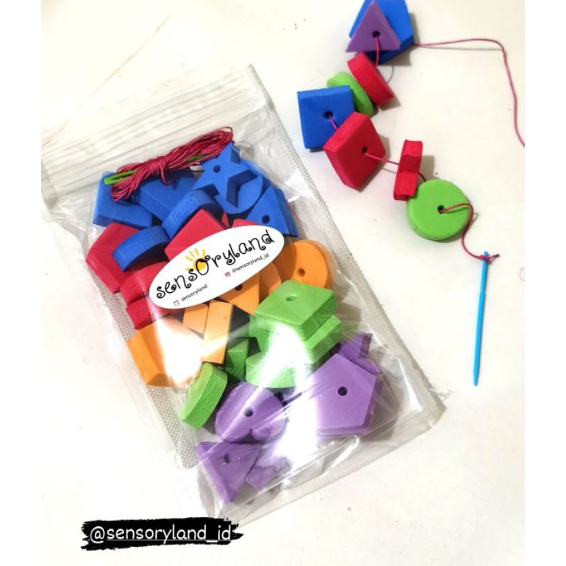 Jual Meronce geometri foam aktivitas anak preschool TK mengenal bentuk ...