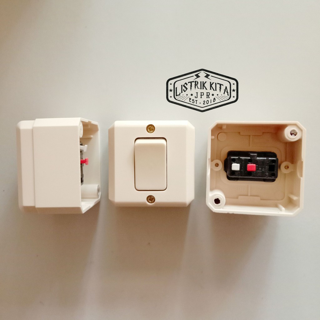 Jual Saklar Engkel OB (tempel kayu) bentuk kotak merk Broco | Shopee ...