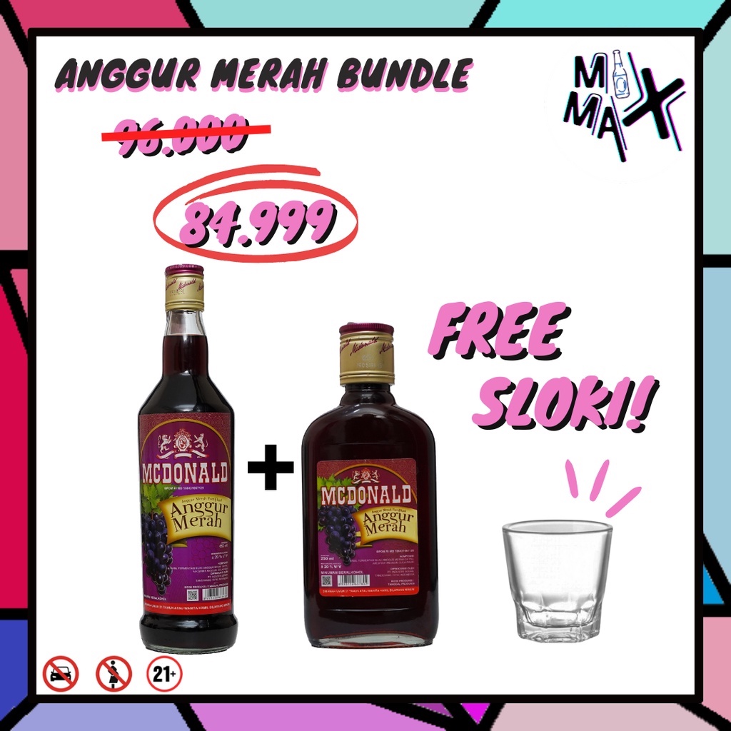 Jual PROMO BUNDLING McDonald Anggur Merah 650 + 250 ml FREE SLOKI ...