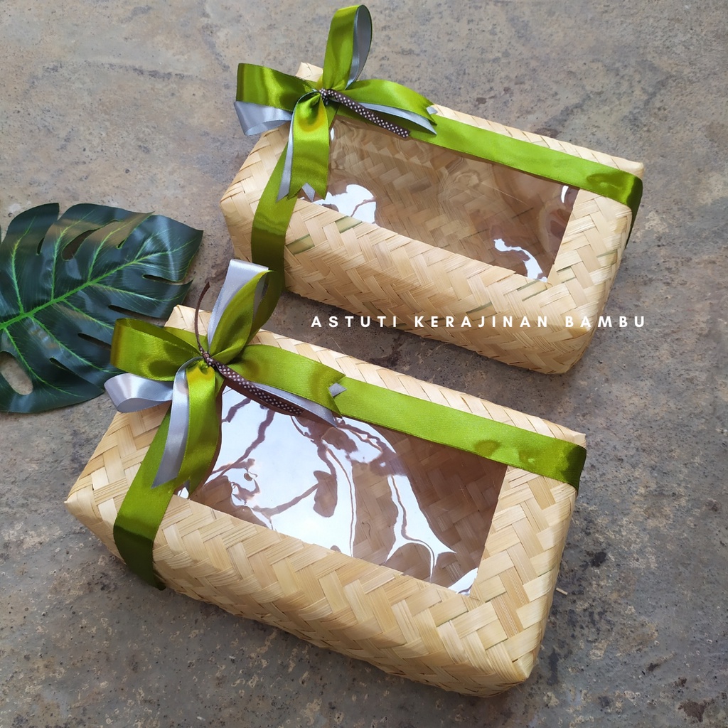 Jual Sepasang Besek Persegi Panjang Natural Ukuran 30 x 15 Hias Mika ...