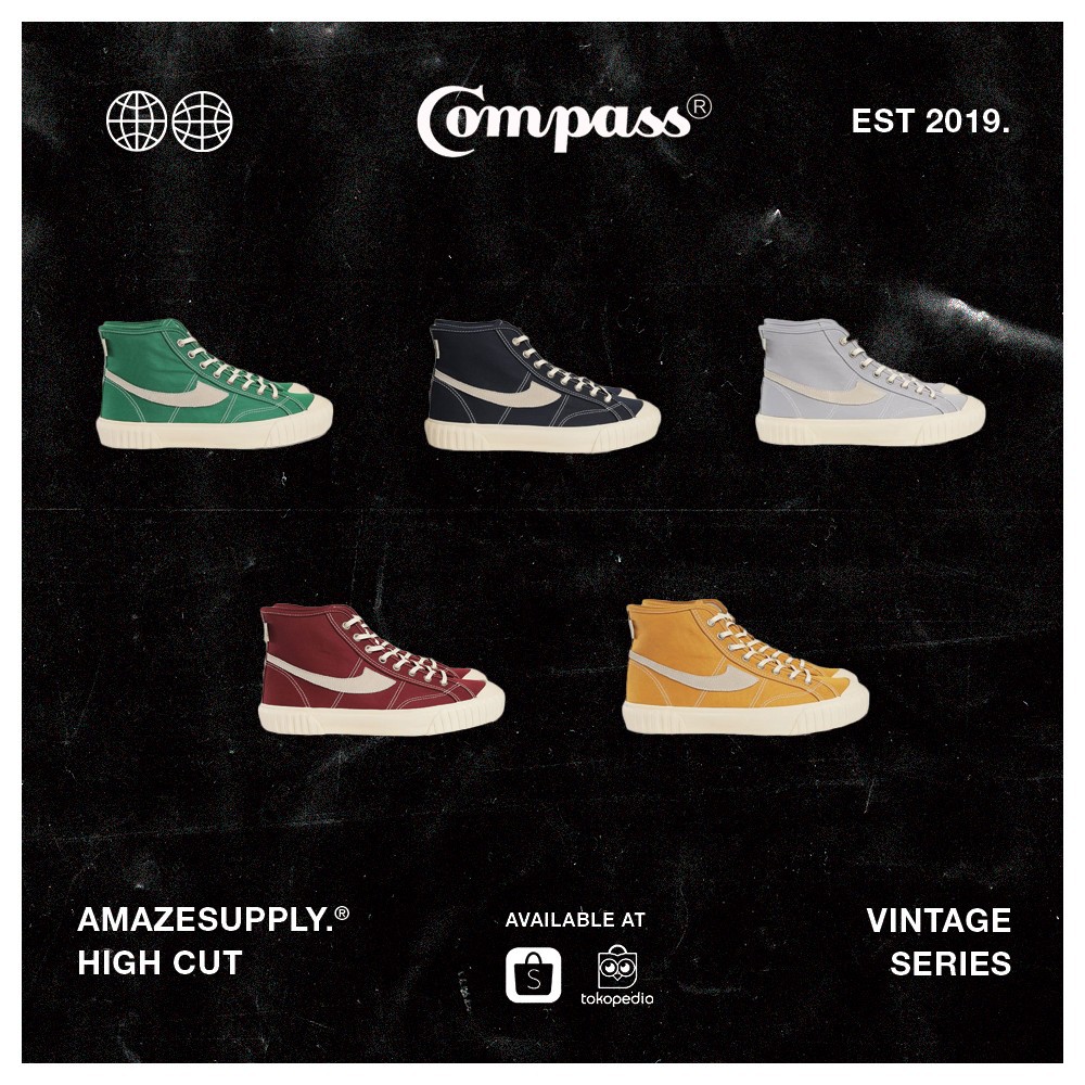 Jual Compass Vintage High Black White / Maroon / Mustard / Green / Grey ...