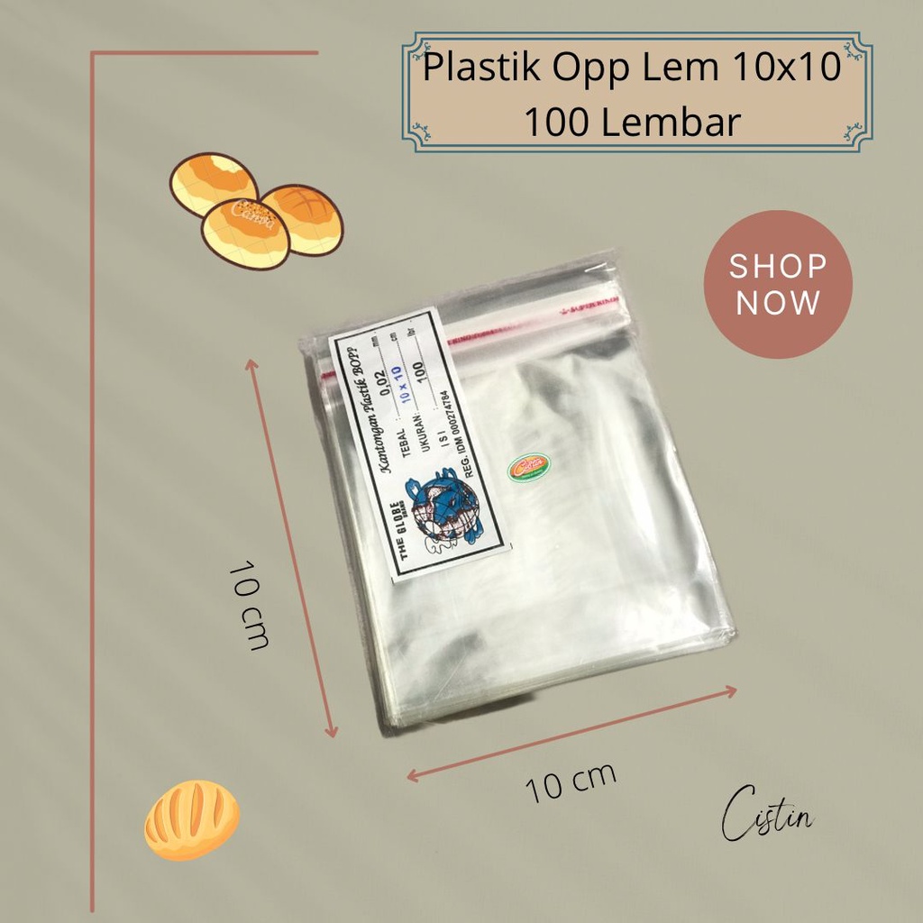 Jual OPP LEM UK 10X10 (PEMBUNGKUS ROTI,CAKE DLL) | Shopee Indonesia