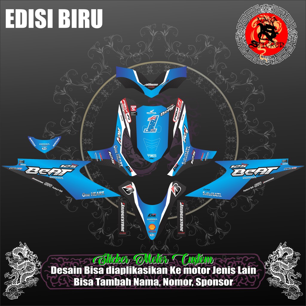 Jual DECAL STICKER HONDA BEAT KARBU DESAIN BIRU | Shopee Indonesia