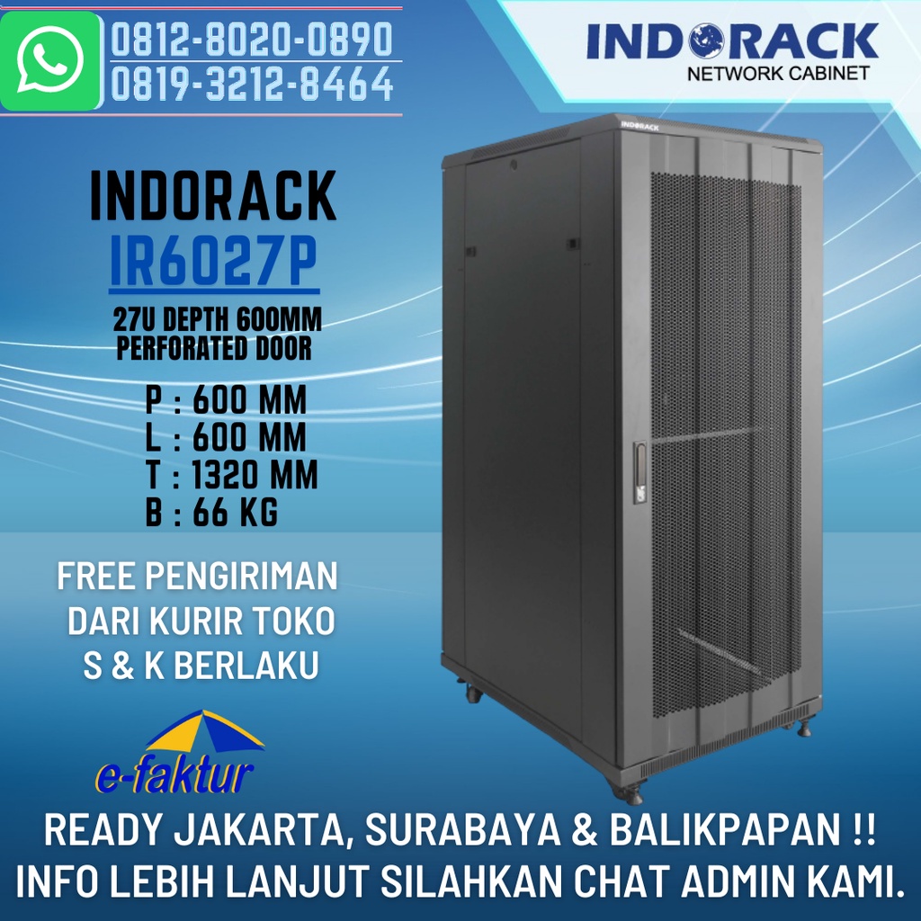 Jual INDORACK STANDING CLOSE RACK SERVER PERFORATED DOOR 27U DEPTH ...