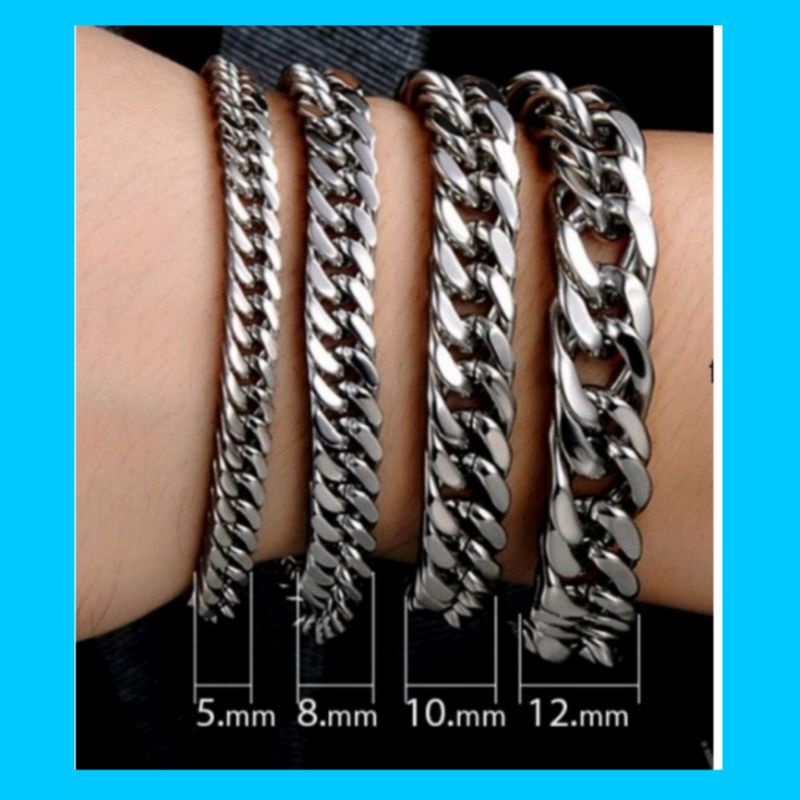 Jual GELANG TANGAN RANTAI TITANIUM STAINLESS STEEL RANTAI PRIA BAJA ...