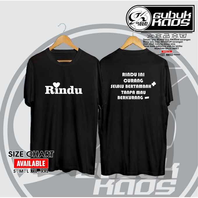 Jual BAJU KAOS RINDU INI CURANG, BAJU KUTIPAN KATA KATA ASMARA - GUBUK ...