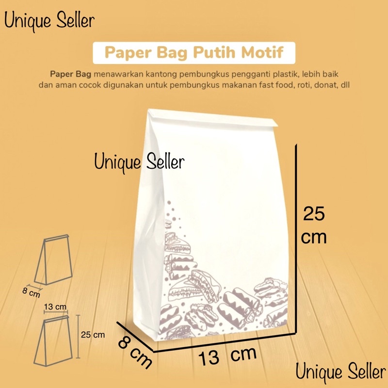 Jual [Isi100] Kantong Kertas GRADE 13x8x25 cm PUTIH / Paper Bag PUTIH ...