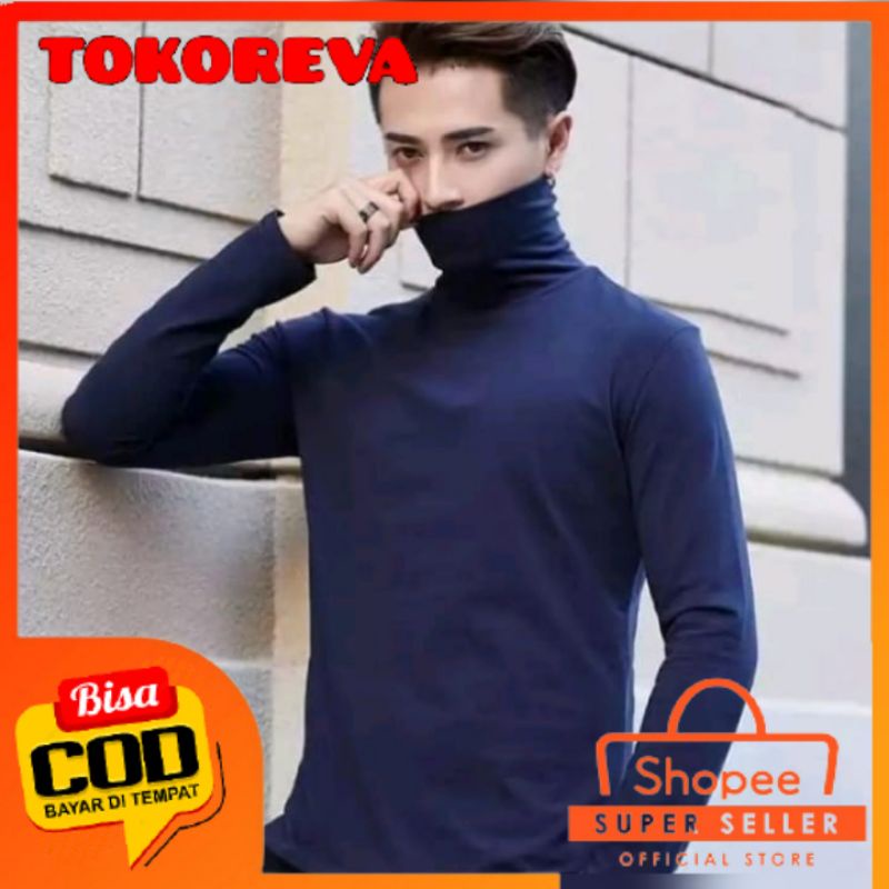 Jual Kaos Turtleneck Turtle Neck Pria Lengan Panjang polos/ Baju Leher Tinggi pria distro ...