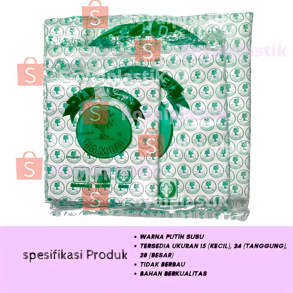 Jual Kantong Kresek Bambu Putih Ukuran Kecil Sedang Besar Warna Putih ...