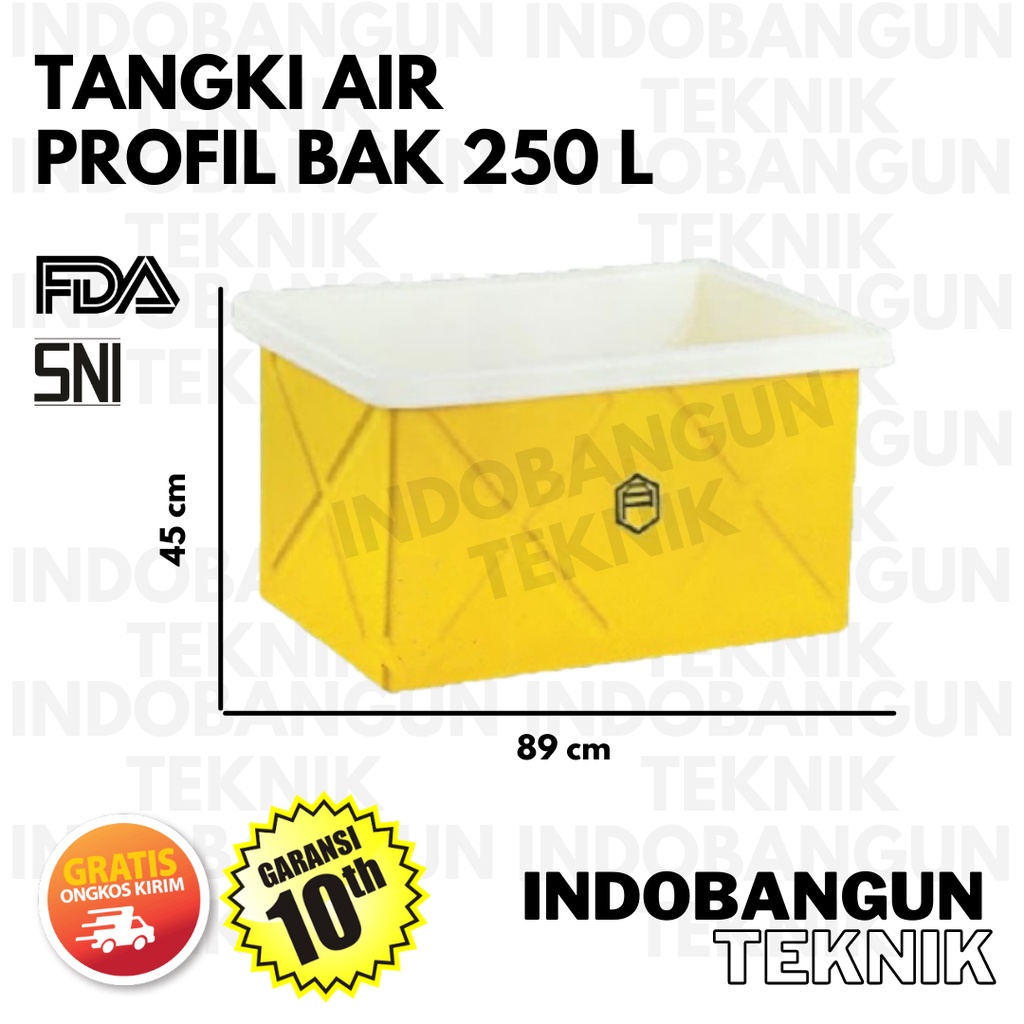 Jual Tandon Toren Tangki Air Bak Terbuka Profil Tank 250 Liter Kotak ...