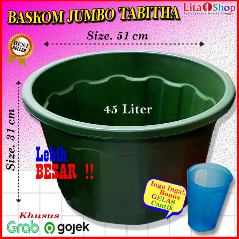 Jual Baskom Plastik Jumbo Ember Cuci Baju 45 Liter Bak Besar Tabitha ...