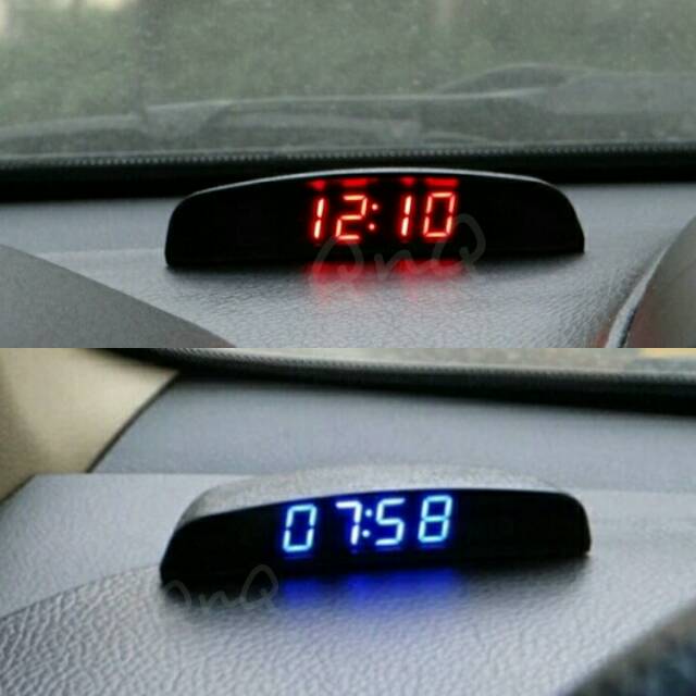 Jual 12V jam digital mobil - Digital car clock voltmeter thermometer ...