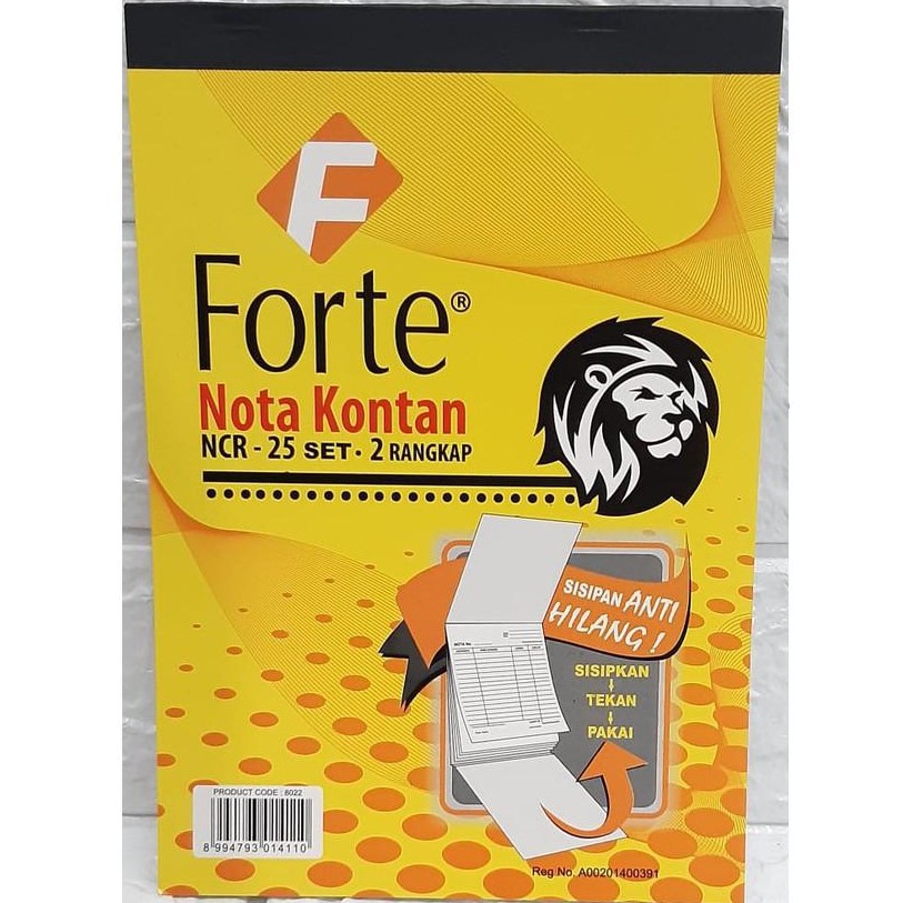 Jual Buku Nota | Nota Kontan | FORTE Rangkap 2 ( A5-8022) Besar ...