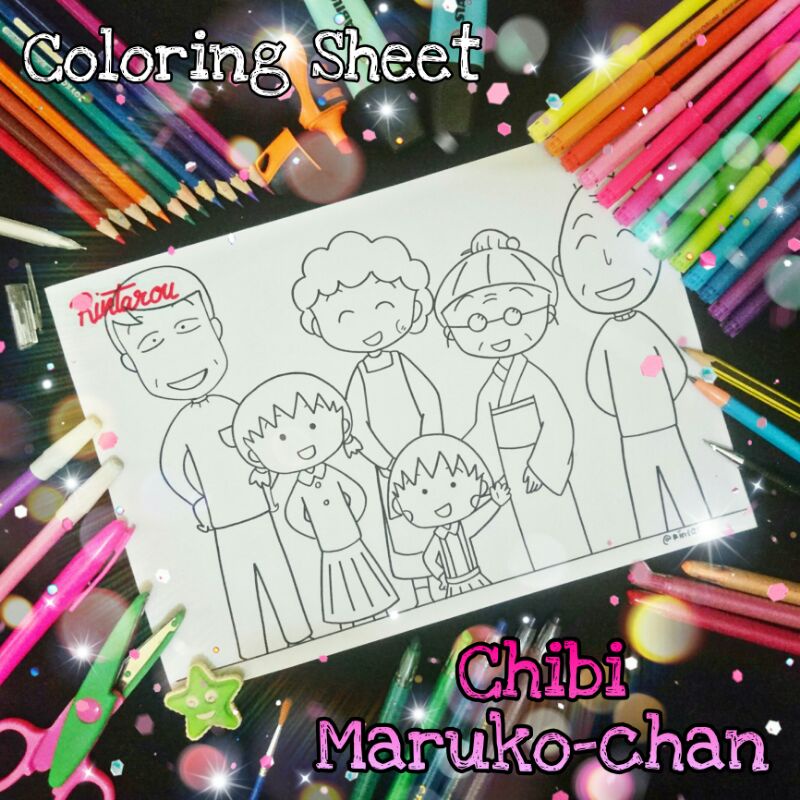 Jual Coloring Sheet Anime Chibi Maruko Chan | Shopee Indonesia