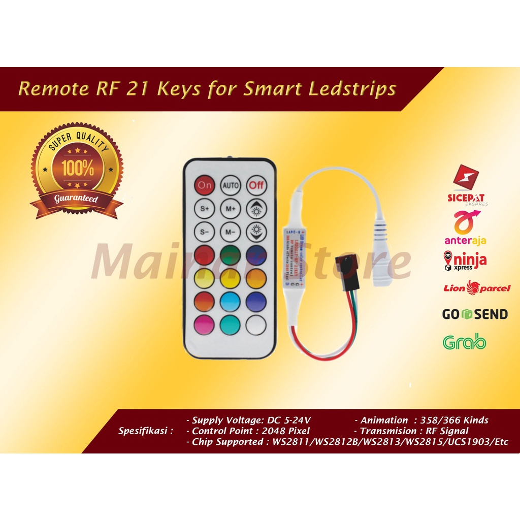 Jual 21 Key RF SmartPixel RGB WS2811 WS2812 WS2812B Controller | Shopee Indonesia