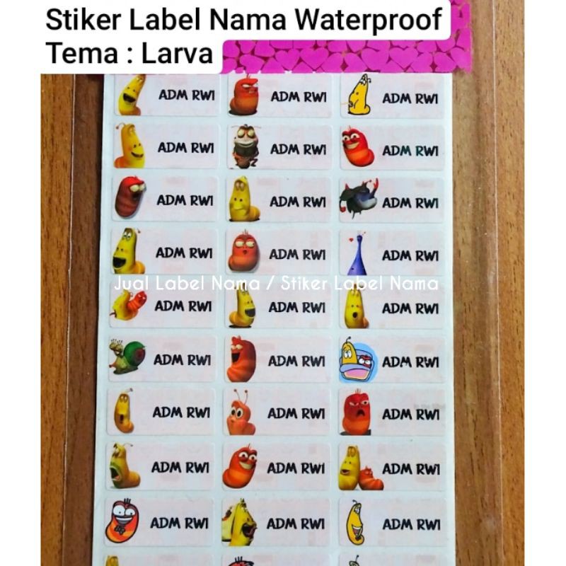 Jual LARVA ~ STIKER LABEL NAMA WATERPROOF / STIKER LABEL NAMA / LABEL ...