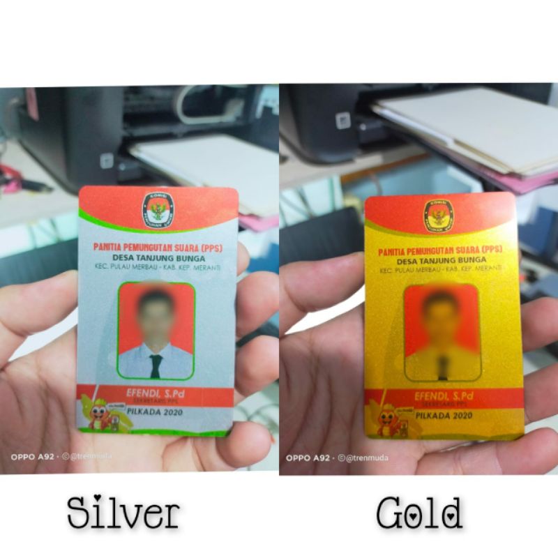 Jual Cetak ID Card KTA Silver/Gold ada Glitter Elegan Anti Pudar ...
