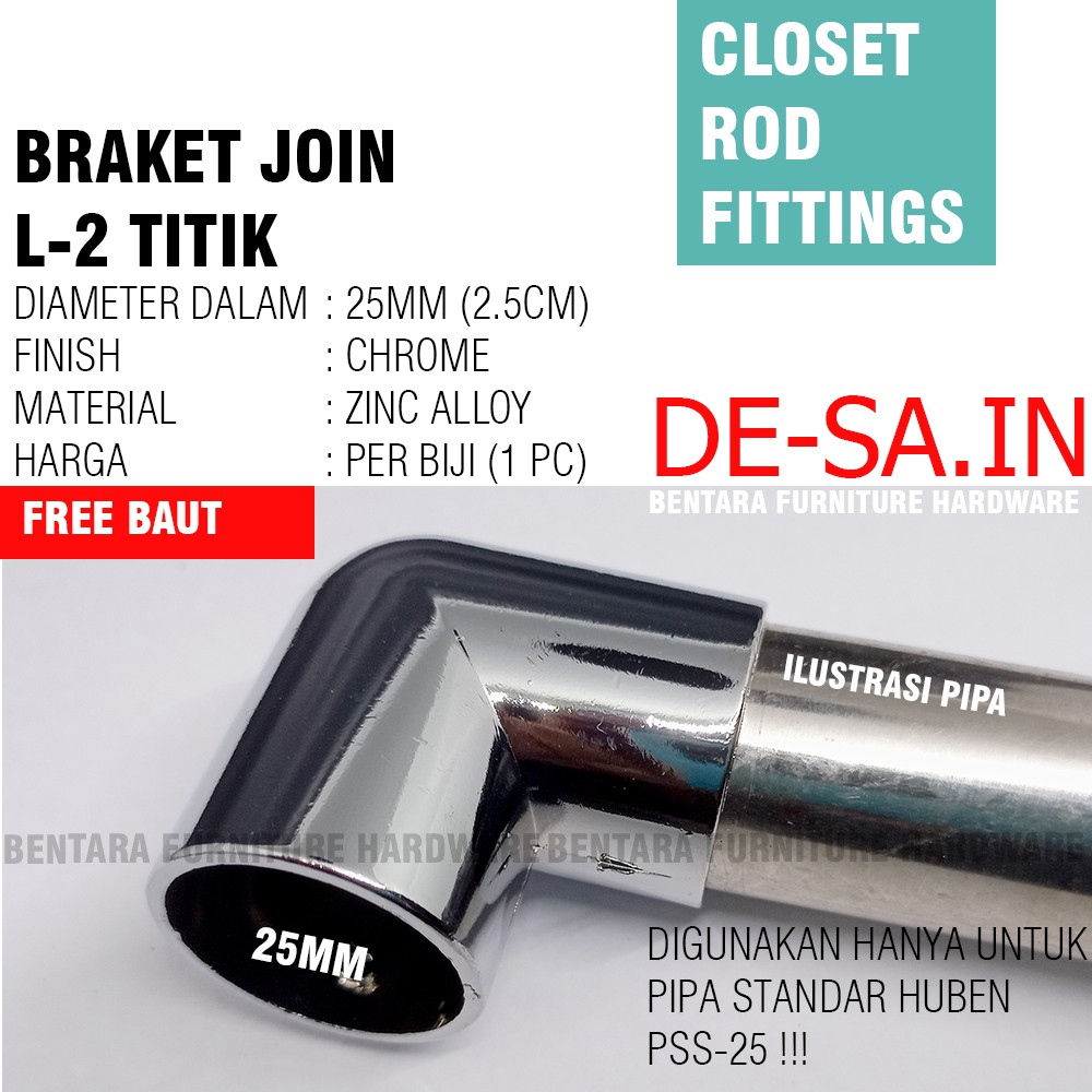 Jual BRAKET L JOIN PIPA BULAT 1" INCHI (25MM) - CONNECTING BRACKET ...