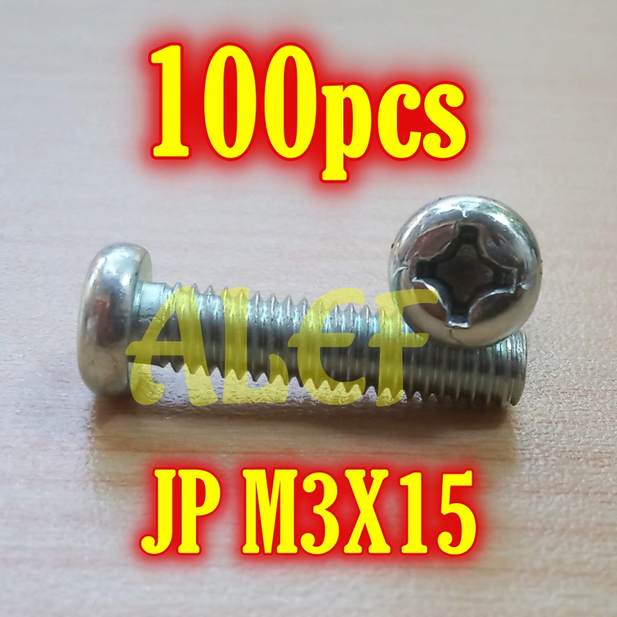Jual 100Pcs Baut JP M3x15 Plus M3 x 15 mm | Shopee Indonesia