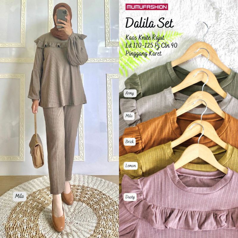 Jual Setelan Celana wanita Muslimah Terbaru Kekinian Dalila Set by ...