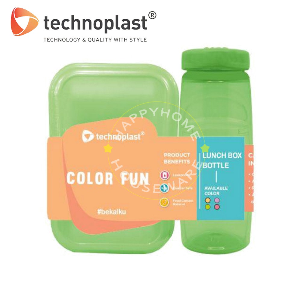 Jual TECHNOPLAST Lunch Box Color Fun Set/Tempat Bekal Makan Botol Set 2pcs | Shopee Indonesia