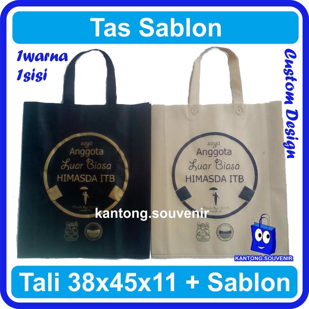 Jual Goodie bag promo tali ukuran 38x45x11 cm plus sablon | Shopee ...