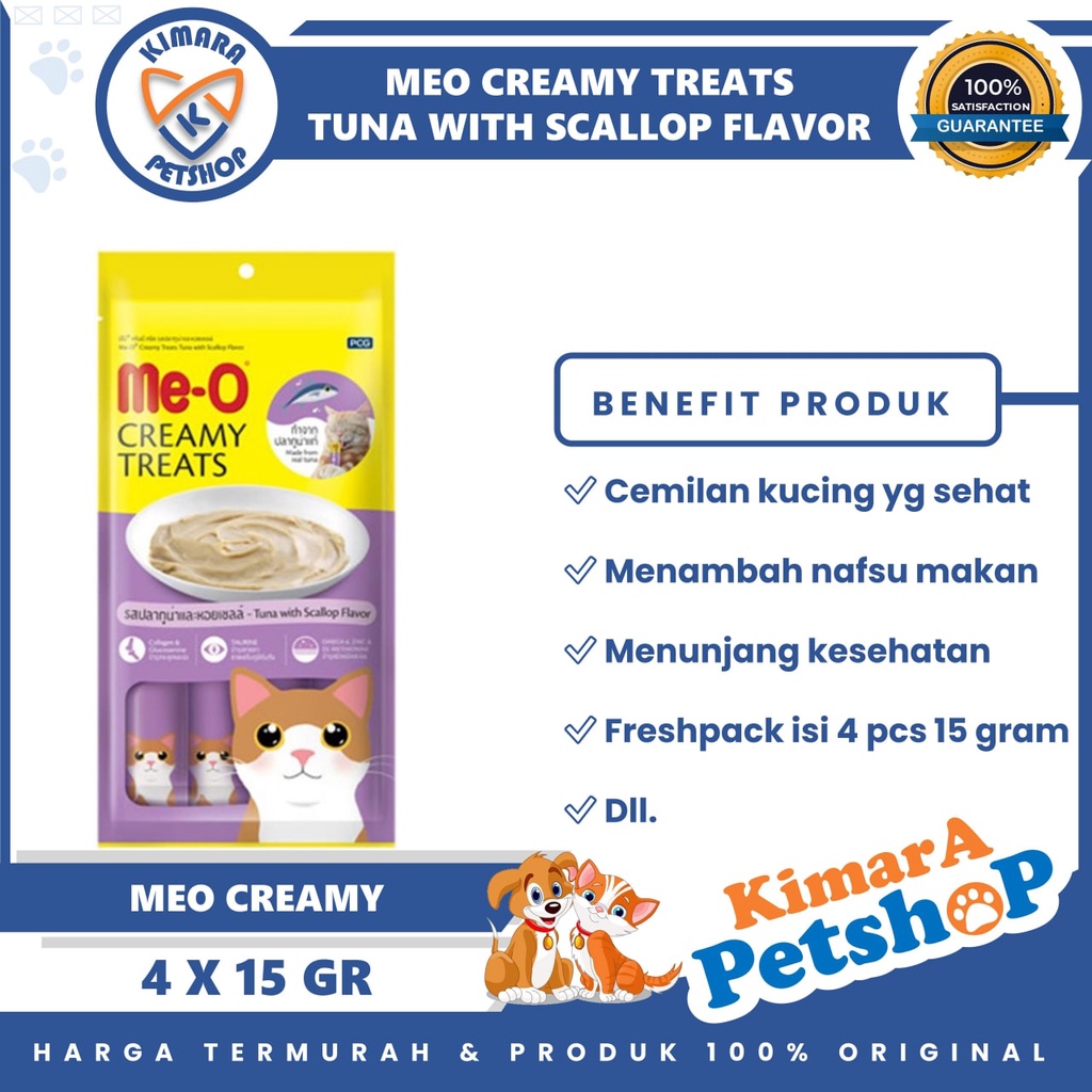 Jual MEO CREAMY TREATS TUNA WITH SCALLOP FLAVOR 4 PCS X 15 GR CEMILAN ...