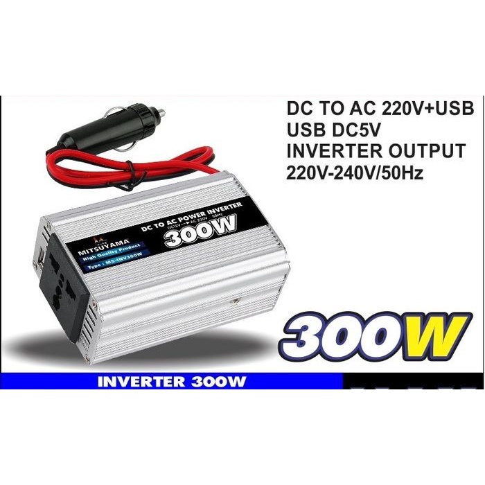 Jual Power Inverter 300 Watt Mitsuyama DC to AC With USB 5 V / Inverter ...