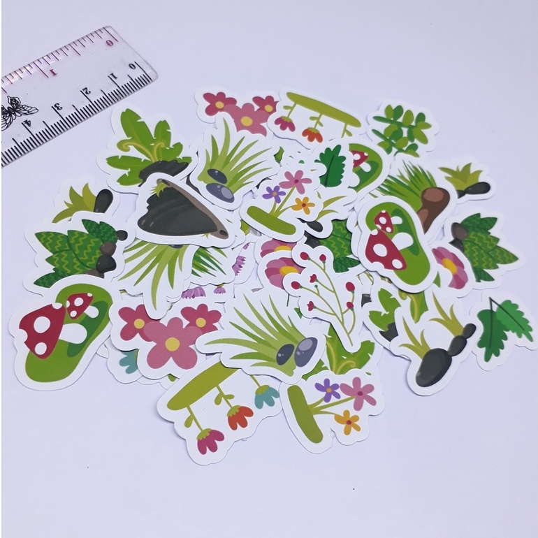 Jual stiker bunga / sticker rumput daun / 44 stickers scrapbook DIY ...