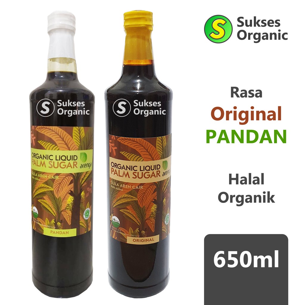 Jual Gula Aren Cair Organik Arenga Original dan Pandan Botol Kaca 650ml ...