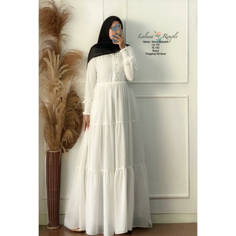 Jual GAMIS LALUNA DRESS REMPEL BAHAN CERUTY BABY DOLL PREMIUM FULL ...